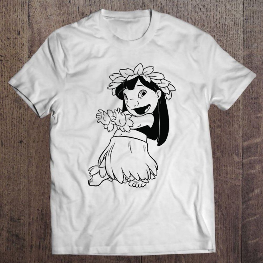 Lilo Stitch Pocket Lilo Hula Outline Tee T-Shirt - Gem